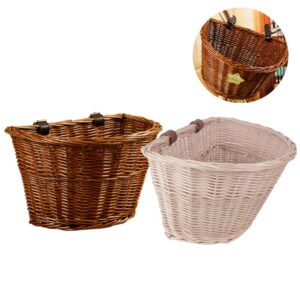 Bike Basket Bicycles Cane Rectangular Basket Adult Bicycle Cargo Basket Hand-Woven