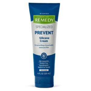 medline remedy specialized silicone cream, unscented (4 fl oz), 12 count, gentle breathable film for all ages, paraben-free and hypoallergenic skin care cream, barrier cream for dry cracked skin