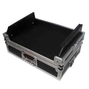 prox x-19mix7u ata-300 style 19" 7u top slant rackmount case with removable front panel for gemini cdm-4000 dj media player, silver on black