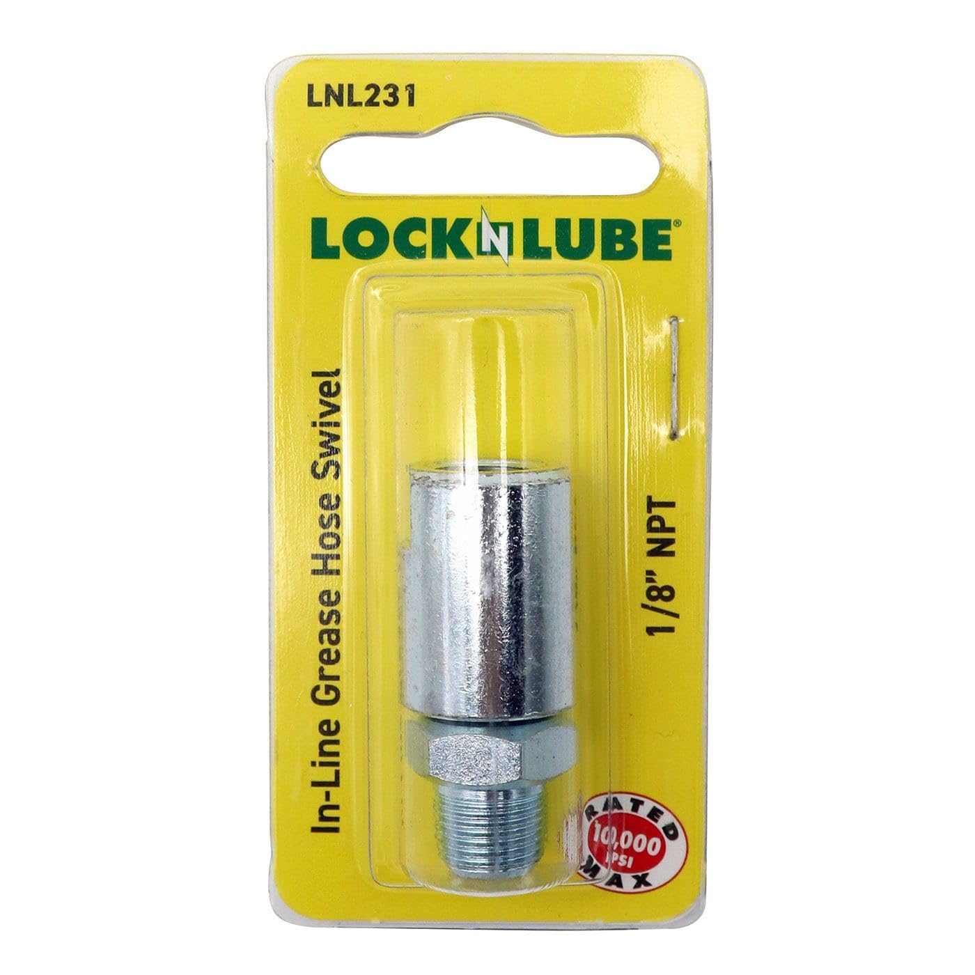 LockNLube Grease Gun Hose Swivel - Rated to 10,000 PSI