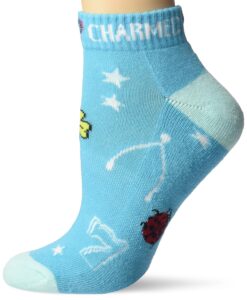 k. bell women's met my match tennis novelty low cut athletic socks, charmed (blue), shoe size: 4-10