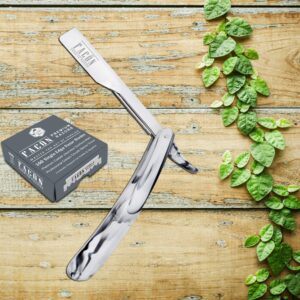 100 BLADES + Facón Professional Marble Straight Edge Barber Razor - Salon Quality Cut Throat Shavette