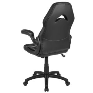 Flash Furniture X10 High-Back LeatherSoft Racing Style Gaming Chair with Flip-Up Arms, Ergonomic Padded Swivel Computer Chair, Black