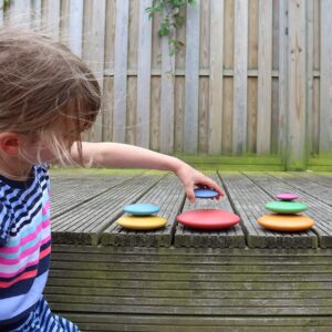 TickiT Rainbow Buttons - Set of 7 - Wooden Stacking Stones for Babies and Toddlers Aged 0+ - Natural Toy for Early Development and Open-Ended Play