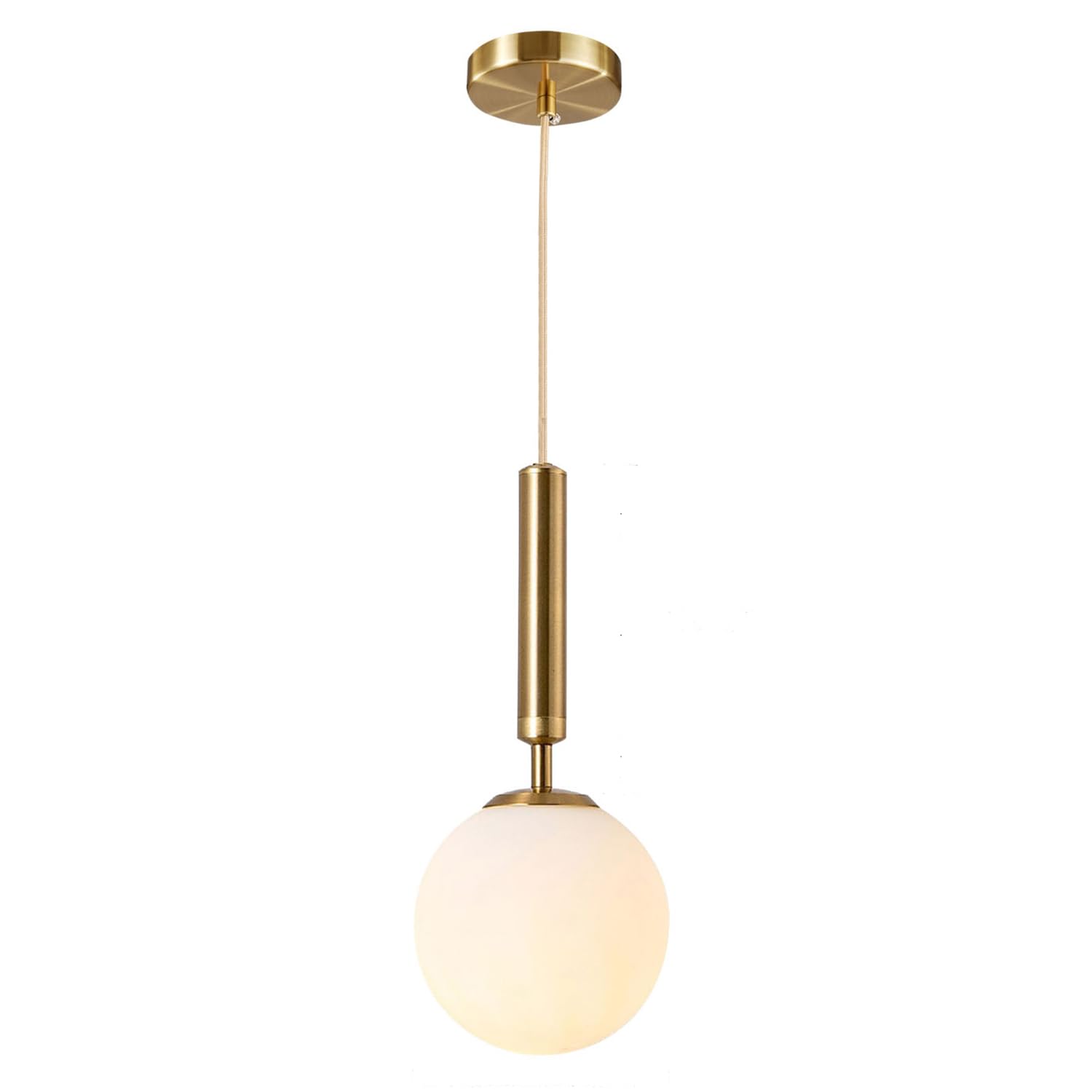 KCO Lighting Modern Globe Pendant Light Fixture White and Gold Pendant Light 1-Light Kitchen Island Single Pendant Lighting Round Glass Hanging Light Nordic Minimalist Ball Pendant Light (Gold)