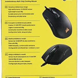 Corsair M55 RGB PRO Multi-Grip Gamer Mouse with Ambidextrous Design Black - CH-9308011-NA