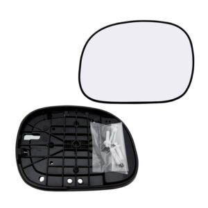 Side Mirror Glass Assembly With Plastic Back Plate (Non-Heated) Compatible with Ford 1997-2003 F150, 1997-1999 F250, 1997-2002 Expedition (Driver Side No Heat)