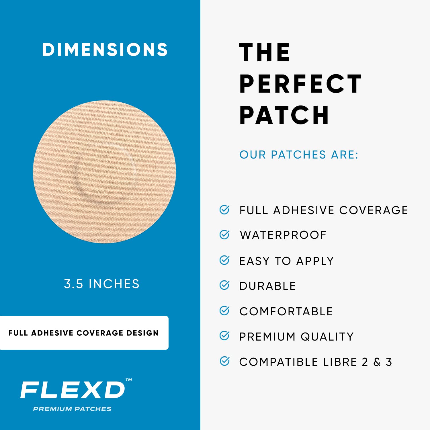 Flexd - Freestyle Waterproof Sensor Covers for Libre 2 & 3 - (25 Pcs) - Libre 3 Sensor Covers - CGM Adhesive Patches - (Round - Tan)