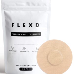 Flexd - Freestyle Waterproof Sensor Covers for Libre 2 & 3 - (25 Pcs) - Libre 3 Sensor Covers - CGM Adhesive Patches - (Round - Tan)