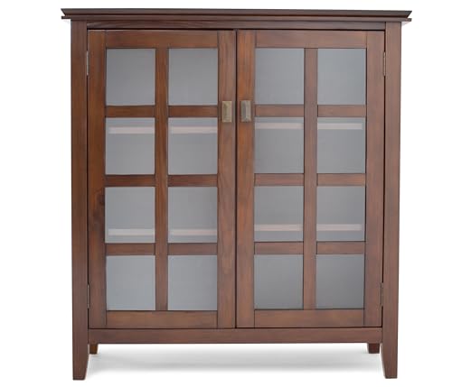 SIMPLIHOME Artisan SOLID WOOD 38 Inch Wide Transitional Medium Storage Cabinet in Russet Brown, For the Living Room, Entryway and Family Room