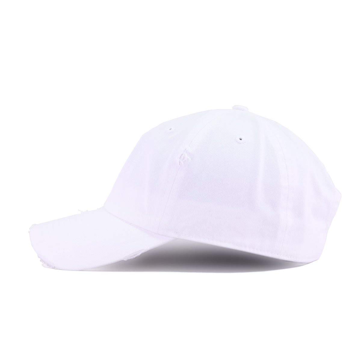 Daddy Vintage Baseball Cap Embroidered Cotton Adjustable Distressed Dad Hat White