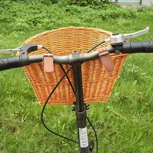 Syhonic Wicker Woven Front Handlebar Bike Basket,Bicycles Cane Bike Accessory Adult Bicycle Cargo Basket