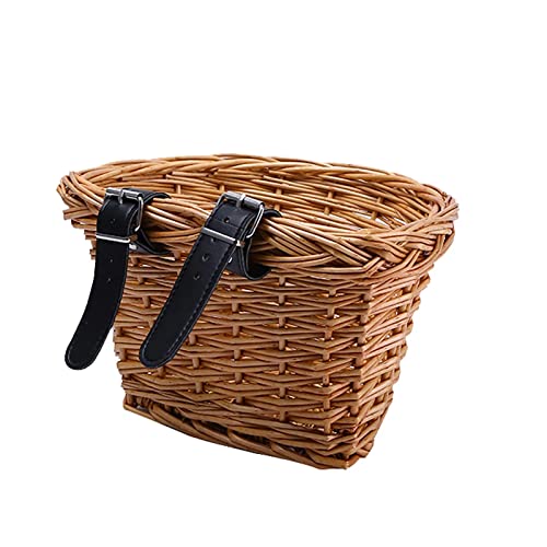 Syhonic Wicker Woven Front Handlebar Bike Basket,Bicycles Cane Bike Accessory Adult Bicycle Cargo Basket