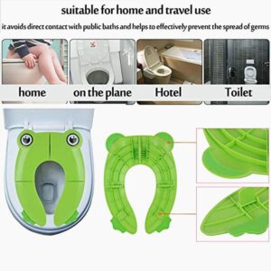 Portable Potty Training Seat Folding Travel Potty Toilet Seat with Non Slip Silicone Pads for Toddler Baby Boys Girls (Green)