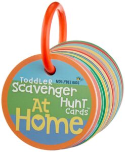 mollybee kids toddler scavenger hunt cards at home, toddler activity, ages 2, 3, indoor scavenger hunt game