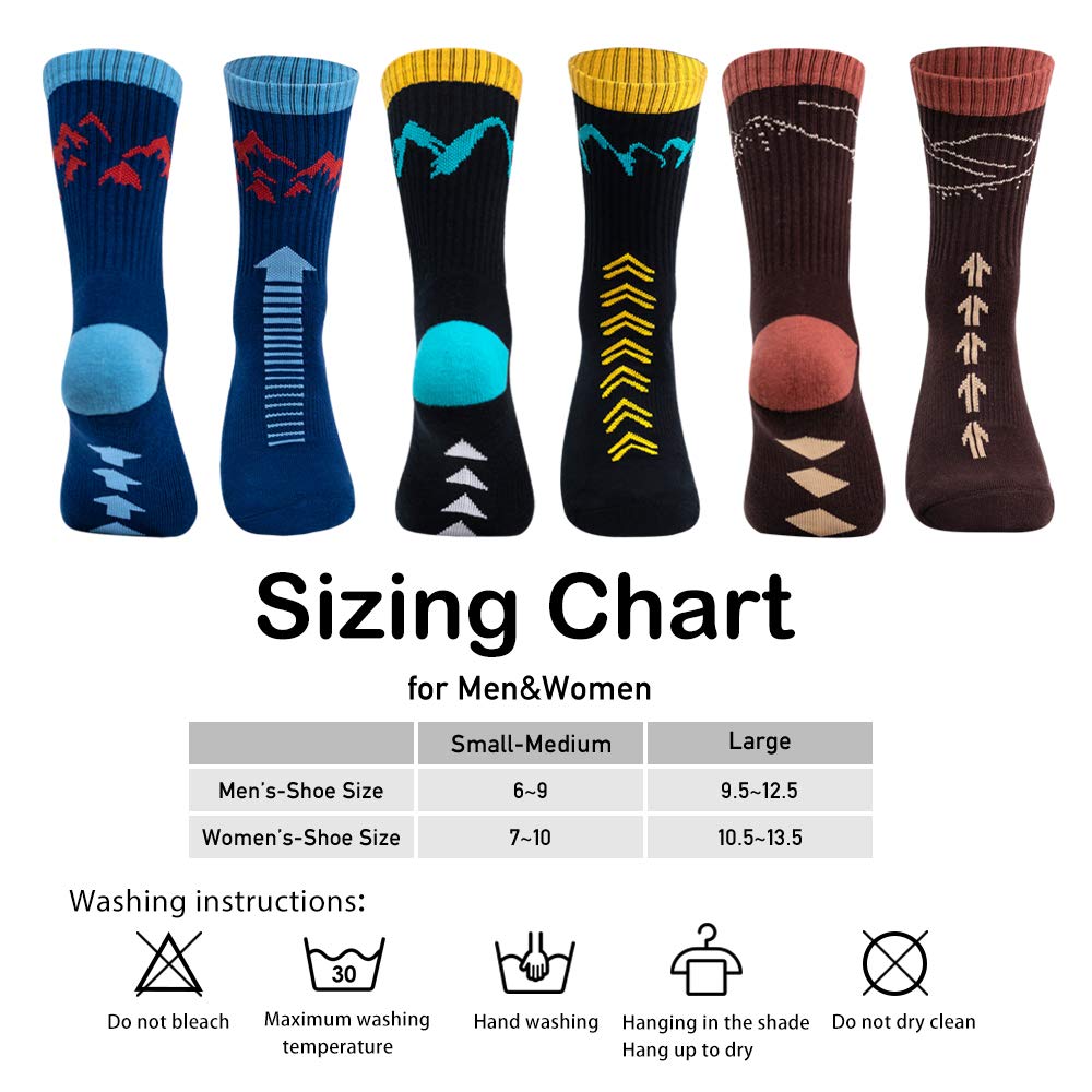 Time May Tell Men and Womens Hiking Socks Moisture Wicking Cushion Crew Socks for Terkking,Outdoor Sports,Performance 3 pack (black,blue,brown 9''-12