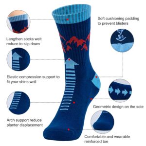 Time May Tell Men and Womens Hiking Socks Moisture Wicking Cushion Crew Socks for Terkking,Outdoor Sports,Performance 3 pack (black,blue,brown 9''-12