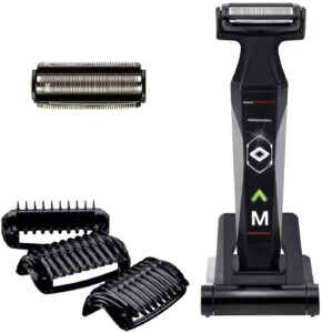 mangroomer 2.0 professional body groomer, ball groomer & body trimmer with propivot flexing head, 3 trimmer combs, wet/ dry & a free bonus foil!