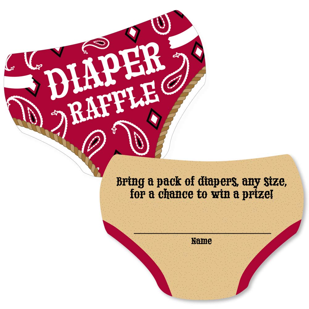 Big Dot of Happiness Little Cowboy - Diaper Shaped Raffle Ticket Inserts - Western Baby Shower Activities - Diaper Raffle Game - Set of 24