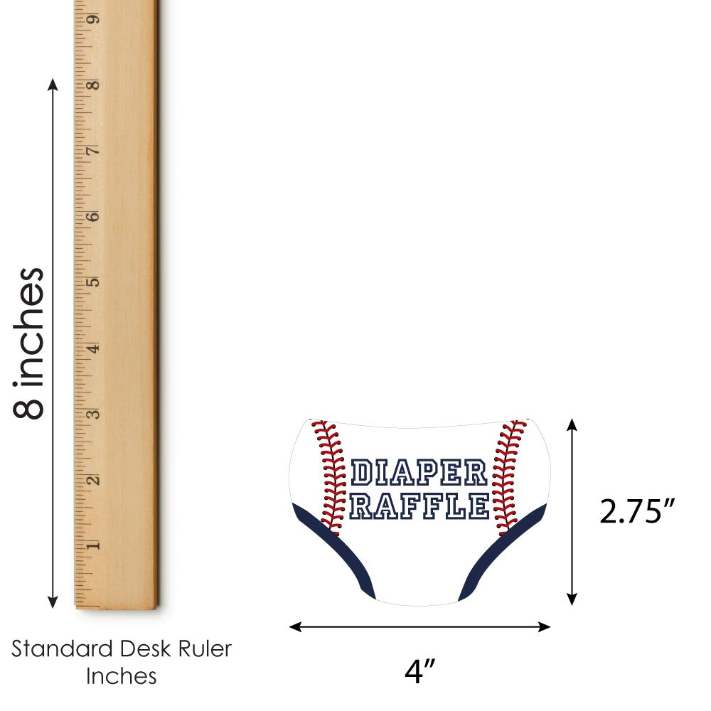 Big Dot of Happiness Batter Up - Baseball - Diaper Shaped Raffle Ticket Inserts - Baby Shower Activities - Diaper Raffle Game - Set of 24