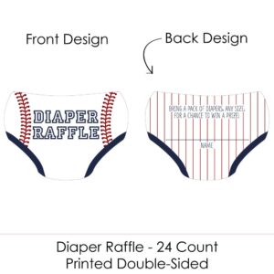 Big Dot of Happiness Batter Up - Baseball - Diaper Shaped Raffle Ticket Inserts - Baby Shower Activities - Diaper Raffle Game - Set of 24