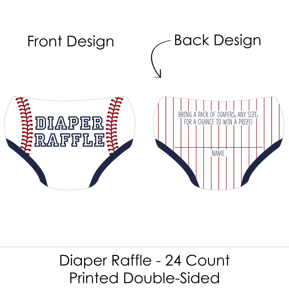 Big Dot of Happiness Batter Up - Baseball - Diaper Shaped Raffle Ticket Inserts - Baby Shower Activities - Diaper Raffle Game - Set of 24