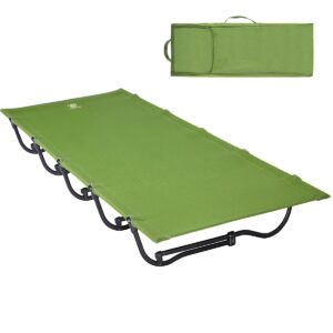 ever advanced folding camping cot for adults, compact sleeping cots with carry bag, portable heavy duty foldable camp bed for outdoor, travel, green