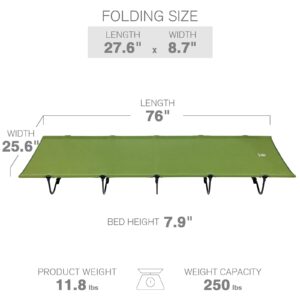 EVER ADVANCED Folding Camping Cot for Adults, Compact Sleeping Cots with Carry Bag, Portable Heavy Duty Foldable Camp Bed for Outdoor, Travel, Green