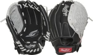 rawlings | sure catch t-ball & youth baseball glove | right hand throw | 10.5" | black/grey