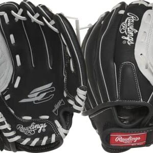 Rawlings | SURE CATCH T-Ball & Youth Baseball Glove | Right Hand Throw | 10.5" | Black/Grey