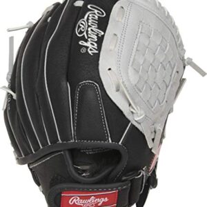 Rawlings | SURE CATCH T-Ball & Youth Baseball Glove | Right Hand Throw | 10.5" | Black/Grey