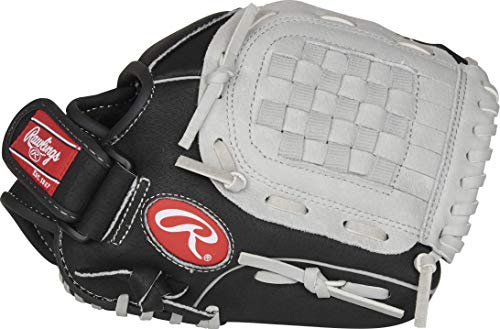 Rawlings | SURE CATCH T-Ball & Youth Baseball Glove | Right Hand Throw | 10.5" | Black/Grey