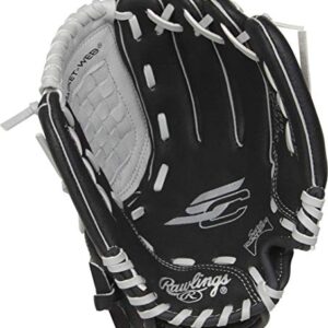 Rawlings | SURE CATCH T-Ball & Youth Baseball Glove | Right Hand Throw | 10.5" | Black/Grey