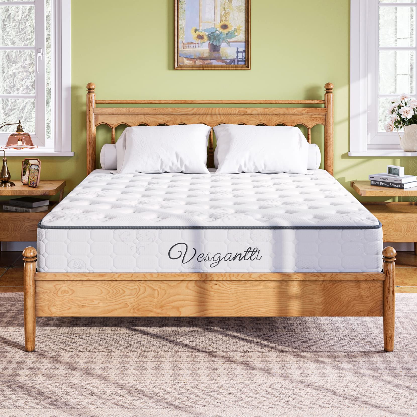 Vesgantti Full Size Mattress, 10 Inch Innerspring Multilayer Hybrid Full Mattress, Ergonomic Design with Breathable Foam and Pocket Spring Mattress Full Size, Tight Top Series Medium Firm Feel