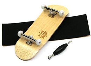 teak tuning prolific complete fingerboard - pro board shape and size, bearing wheels, and trucks - 32mm x 97mm handmade wooden board - the real og classic maple edition