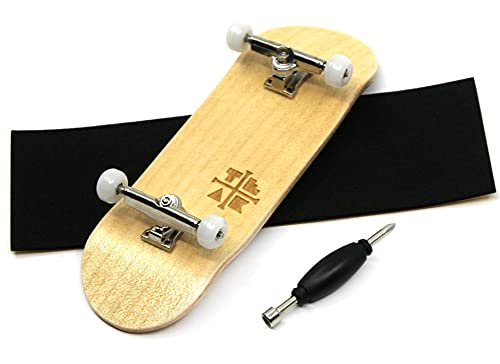 Teak Tuning Prolific Complete Fingerboard - Pro Board Shape and Size, Bearing Wheels, and Trucks - 32mm x 97mm Handmade Wooden Board - The Real OG Classic Maple Edition