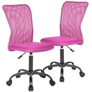 ergonomic office chair cheap desk chair mesh computer chair with lumbar support no arms swivel rolling executive chair for back pain,pink 2 pack