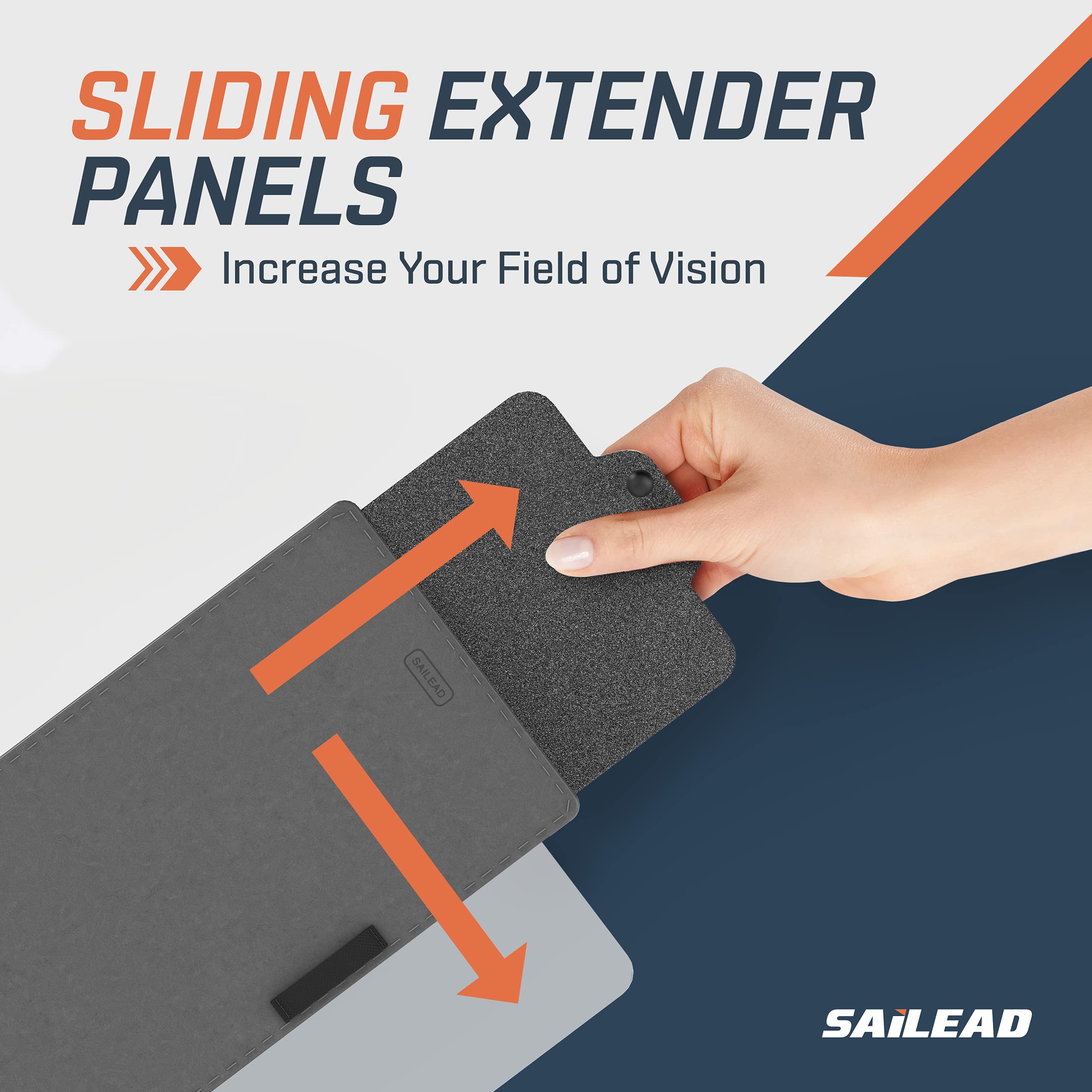 SAILEAD Polarized Car Sun Visor Extender - Universal Visor w/ Polycarbonate Lens - Anti-Glare, Protects from Sun Glare, Snow Blindness & UV Rays