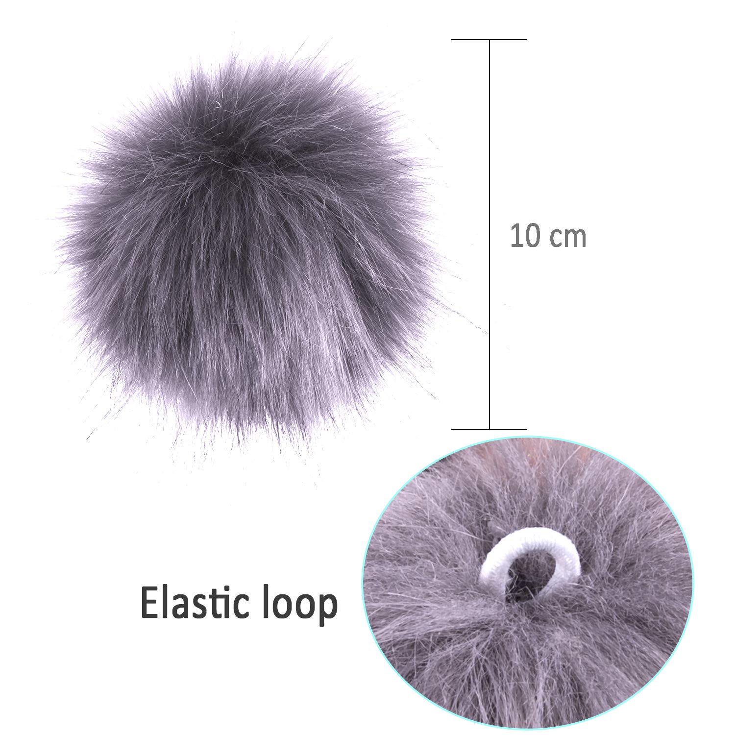 SIQUK 24 Pieces Faux Fur Pom Pom for Hats Fluffy Pom Pom with Elastic Loop DIY Faux Fox Fur Pom Pom for Knitting Hats Beanies Scarves Gloves Bags(12 Colors, 2 Pcs/Color)