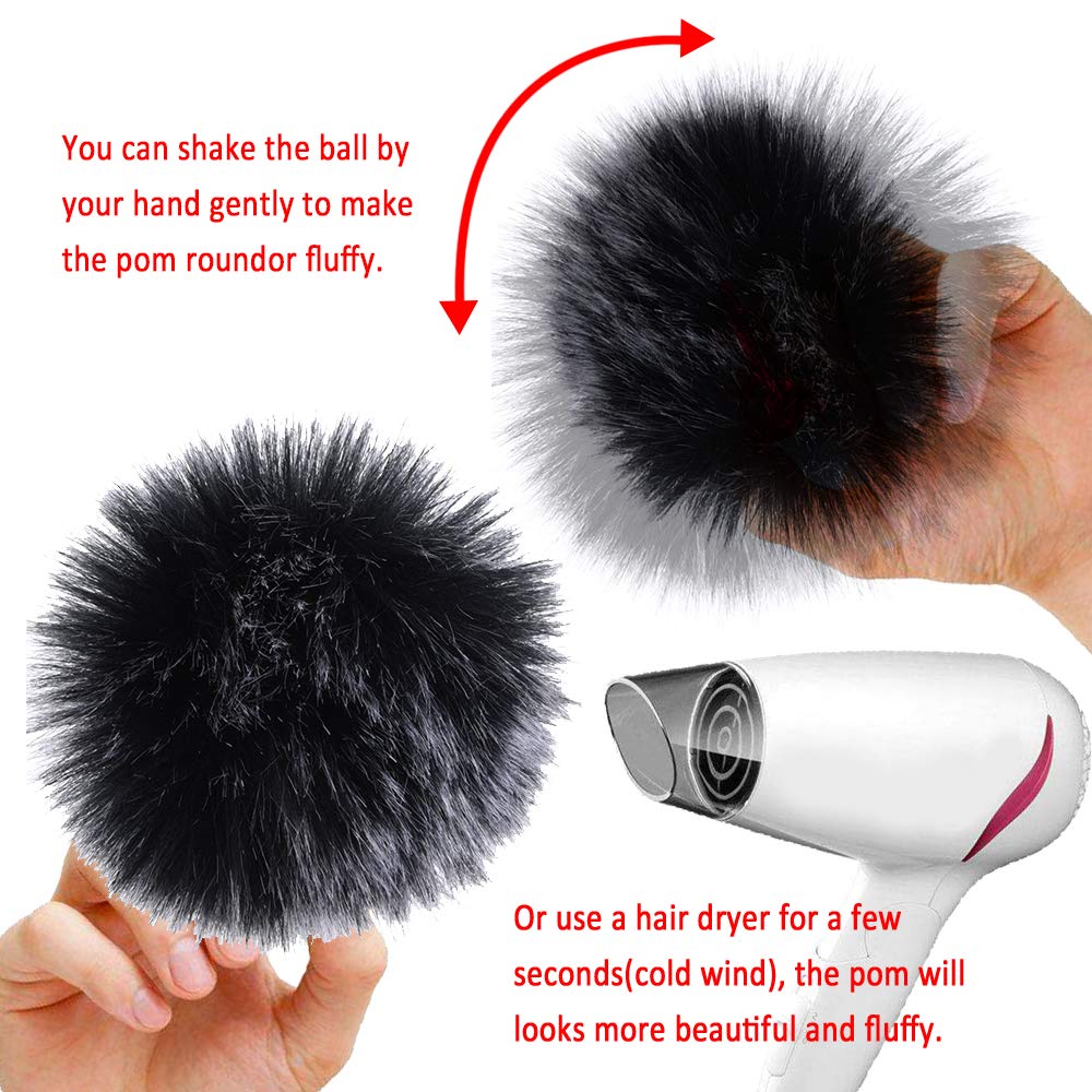 SIQUK 24 Pieces Faux Fur Pom Pom for Hats Fluffy Pom Pom with Elastic Loop DIY Faux Fox Fur Pom Pom for Knitting Hats Beanies Scarves Gloves Bags(12 Colors, 2 Pcs/Color)