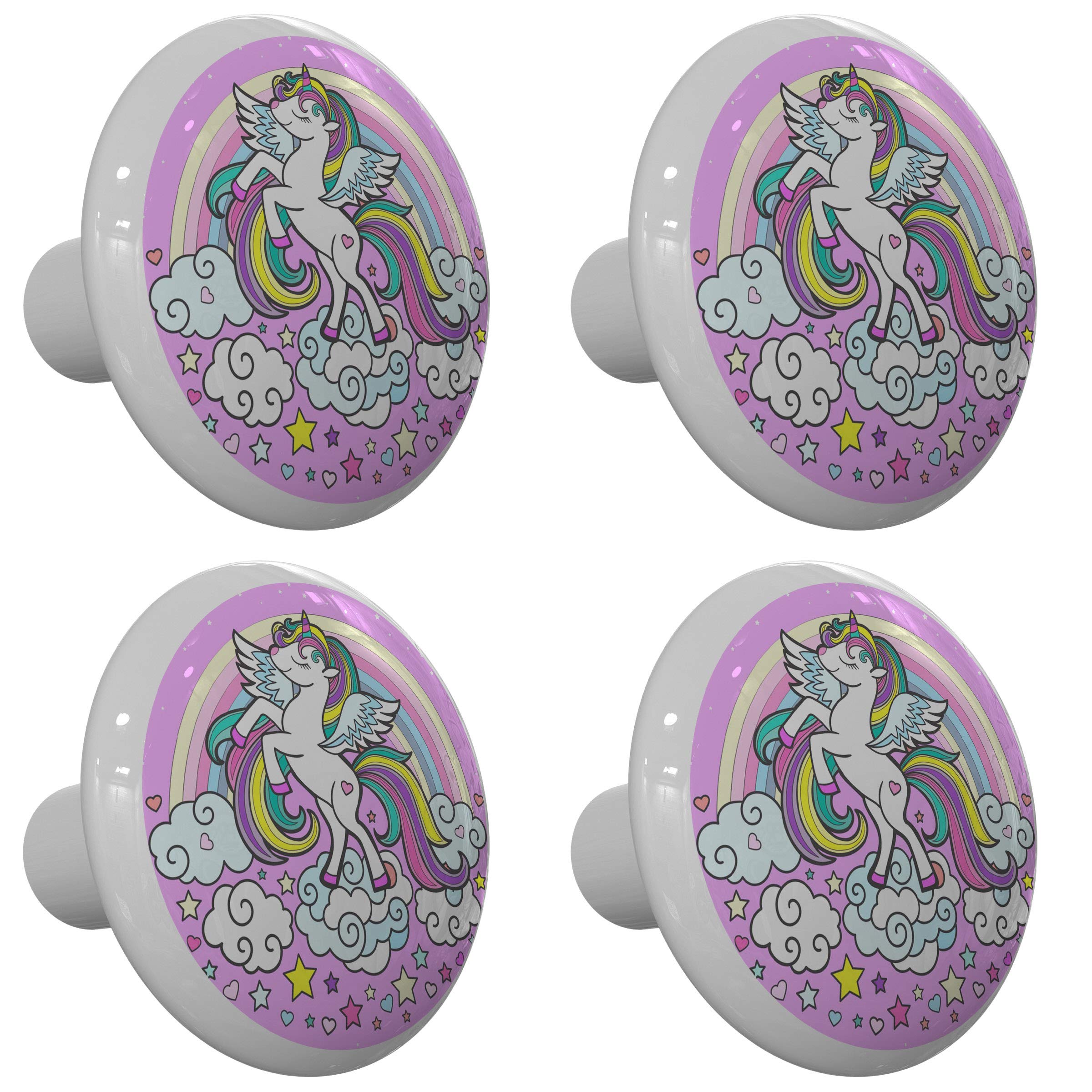 Gotham Decor Set of 4 Magical Rainbow Unicorn Drawer Knobs