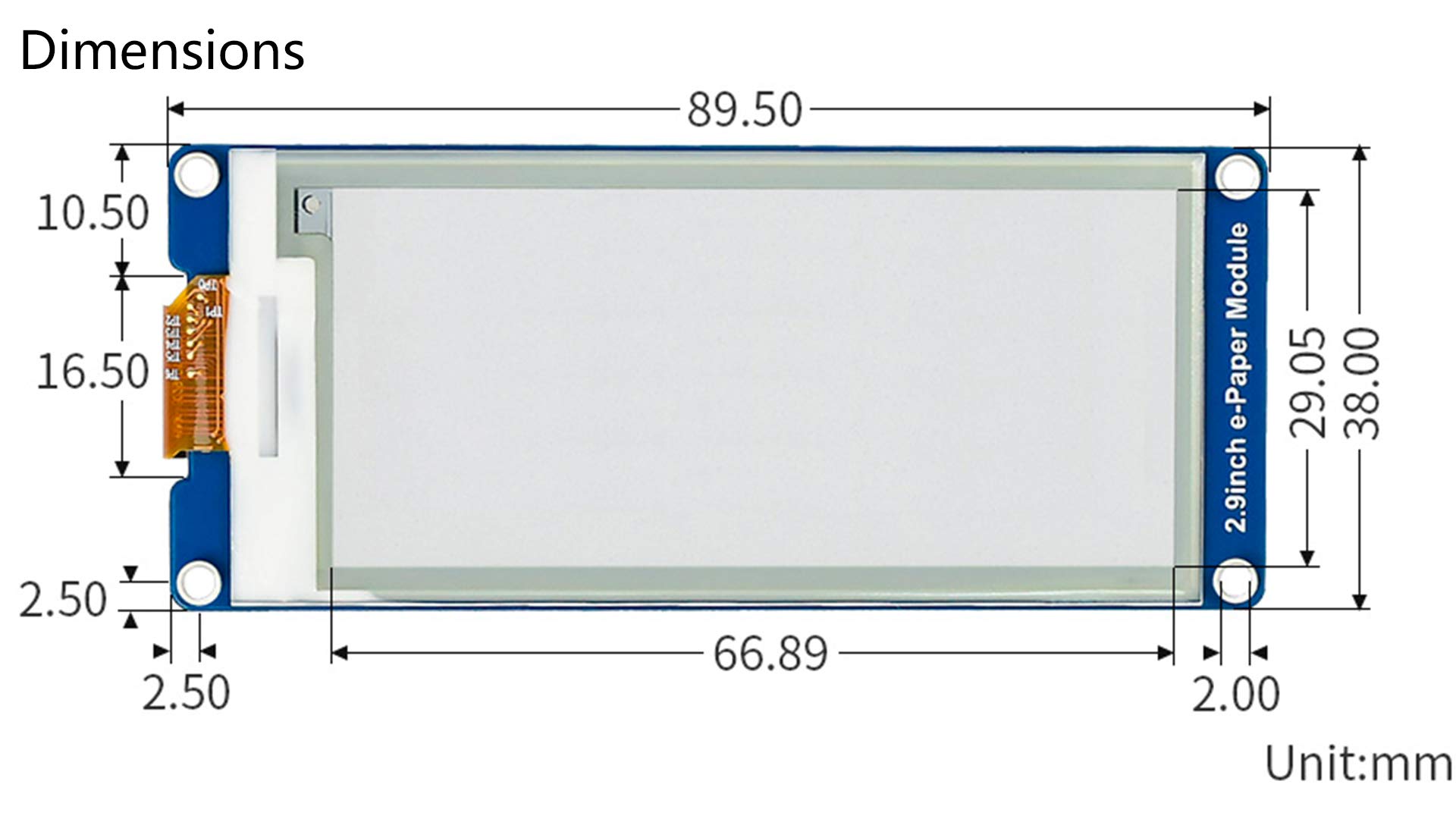 2.9inch E-Ink Display Module 296x128 Pixel White,Black Two-Color 3.3V/5V E-Paper Screen LCD Support Partial Refresh SPI Interface for Raspberry/Jetson Nano/Ard/Nucleo