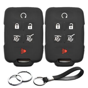 infipar 2pcs compatible with chevy chevrolet suburban silverado tahoe traverse avalanche captiva sport equinox gmc yukon xl sierra 1500 2500 3500 hd terrain acadia key fob cover case protector holder