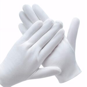 12 pairs white cotton gloves for serving inspection costume - cloth gloves for dry hands eczema spa moisturizing