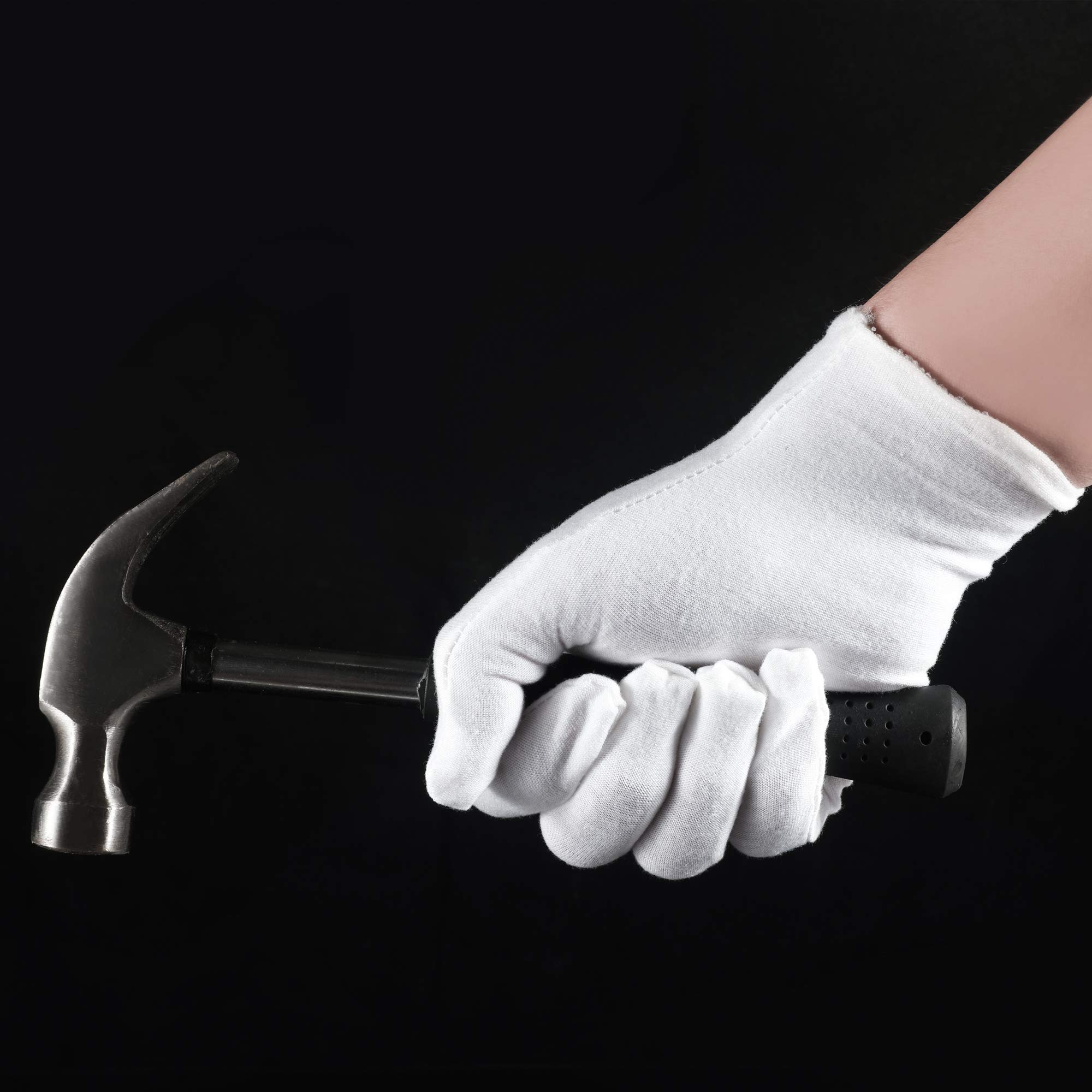 12 Pairs White Cotton Gloves for Serving Inspection Costume - Cloth Gloves for Dry Hands Eczema SPA Moisturizing