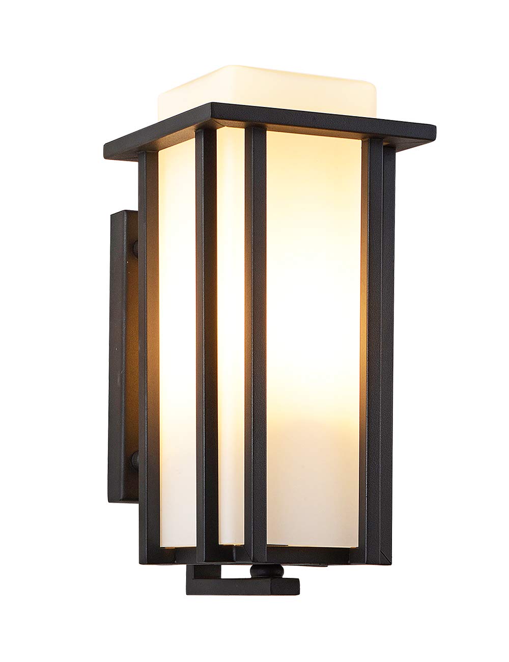 EERU Wall Sconce, Weather & Rust Resistant Black Finish with Frosted Glass, 12.2x5.9 inches, for Exterior House Front Porch Garage Driveway