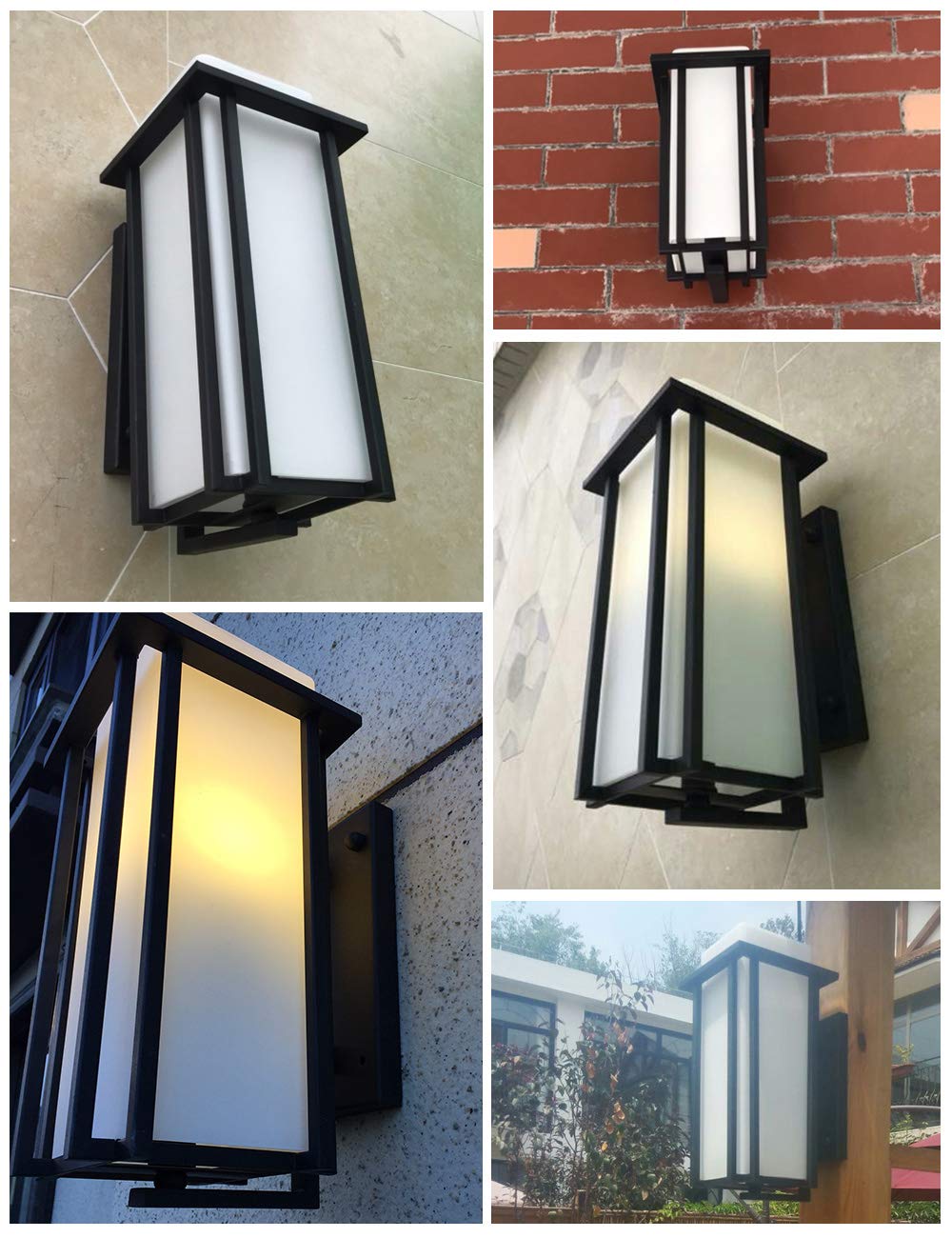 EERU Wall Sconce, Weather & Rust Resistant Black Finish with Frosted Glass, 12.2x5.9 inches, for Exterior House Front Porch Garage Driveway