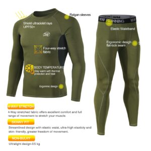 MEETWEE Thermal Underwear for Men, Winter Base Layer Set Tops & Long Johns Winter Ski Cold Weather Gear for Heat Retention Green