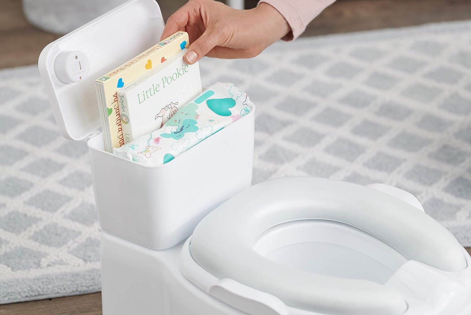 Regalo 2-in-1 Potty Training and Transition Potty With Flushing Sound, Removable Seat, Bonus Kit, Oversized Foam Soft Seat, and Wipe Storage, White