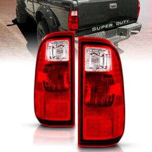 amerilite for 2008-2016 ford f250 f350 f450 / superduty red clear oe replacement brake lamp tail lights set - driver and passenger side